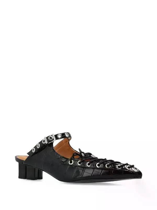 GANNI 50mm Buckle-fastening Lace-up Mules - Black