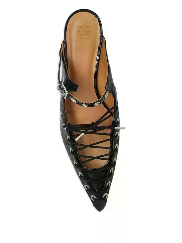 GANNI 50mm Buckle-fastening Lace-up Mules - Black