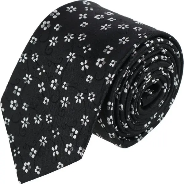 Trafalgar Tudor Daisy And Vine Silk Necktie - Black