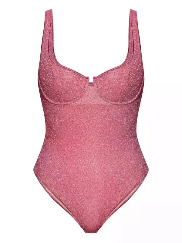 Oseree Glitter Underwired One Piece Swimsuit - Pink