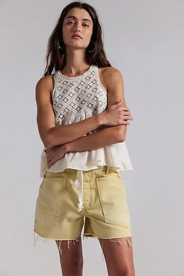Free People We The Free Moxie Barrel Denim Shorts - Whipped Butter