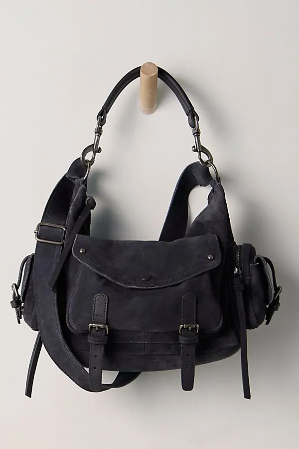 Free People Suede Shoulder Bag - Charcoal