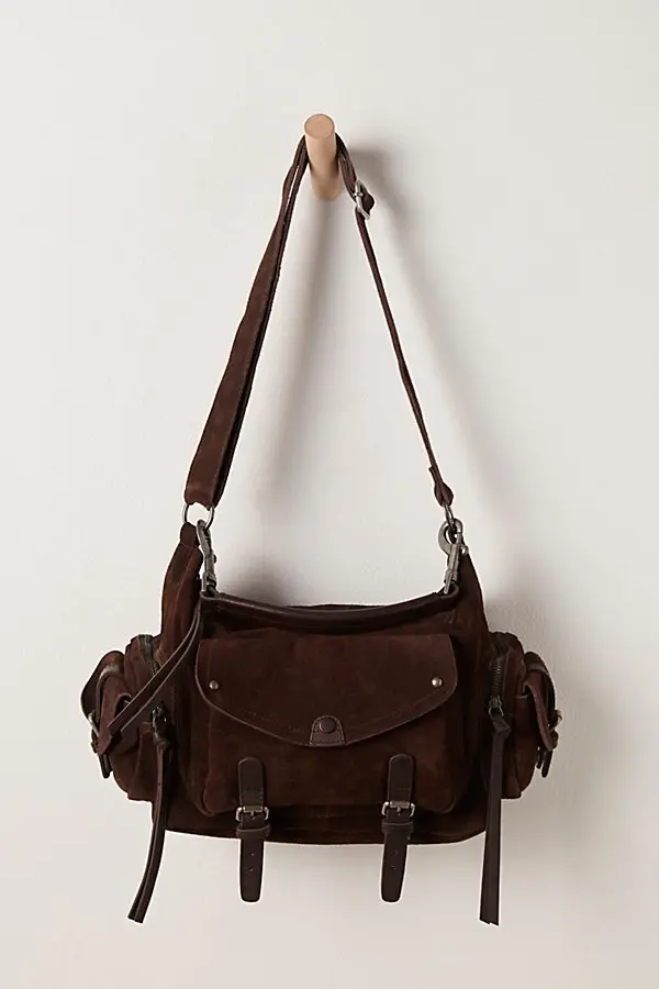 Free People Suede Shoulder Bag - Espresso