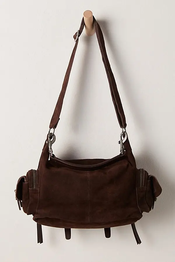 Free People Suede Shoulder Bag - Espresso