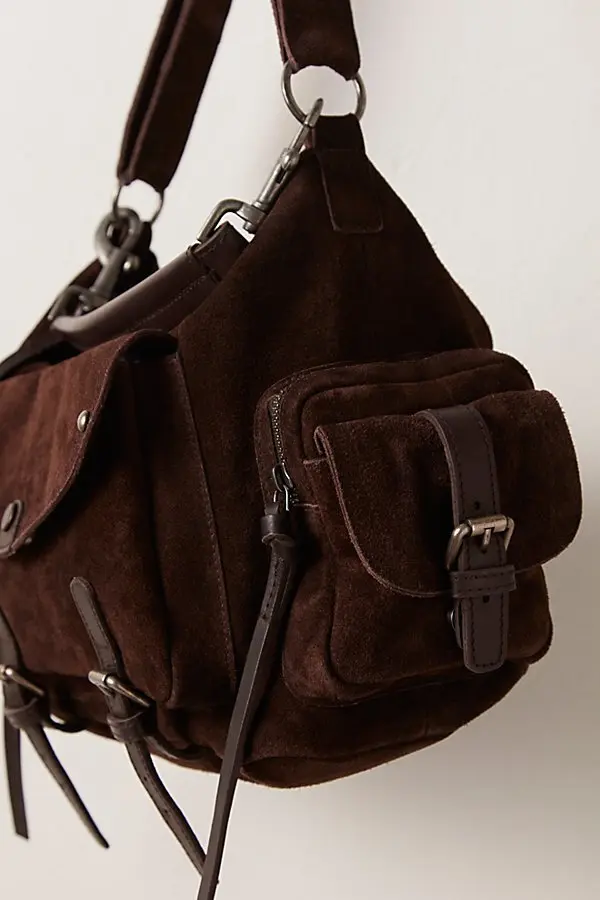 Free People Suede Shoulder Bag - Espresso