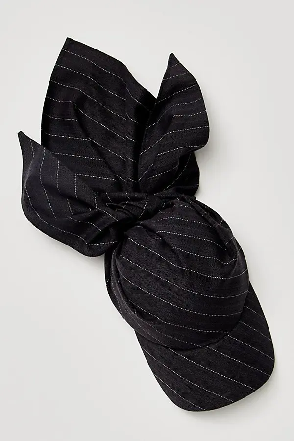 Clyde Ellie Brimmed Scarf Hat - Charcoal Pinstripe