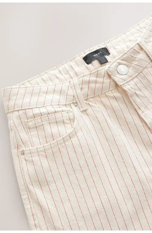 NEXT Stripe Straight Leg Jeans - Brown
