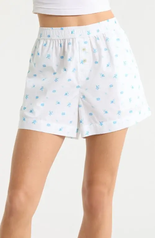OPEN EDIT Boxer Shorts - White- Blue Sabrina Ditsy