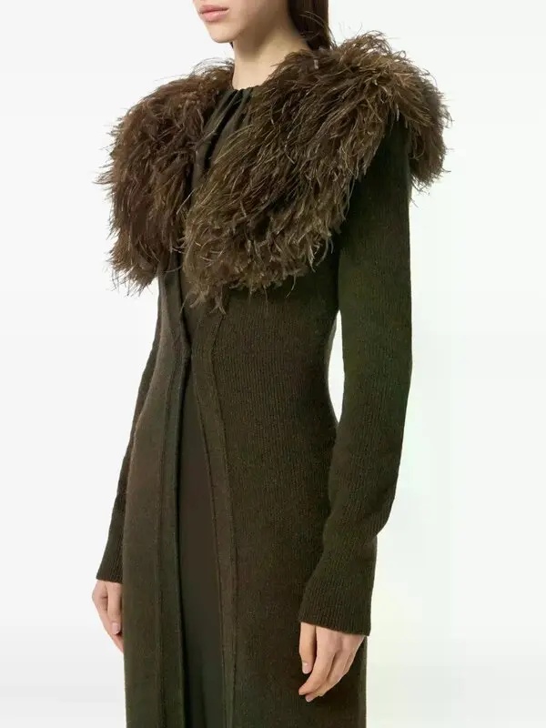 Blumarine Feather-embellished Long Cardigan - Green