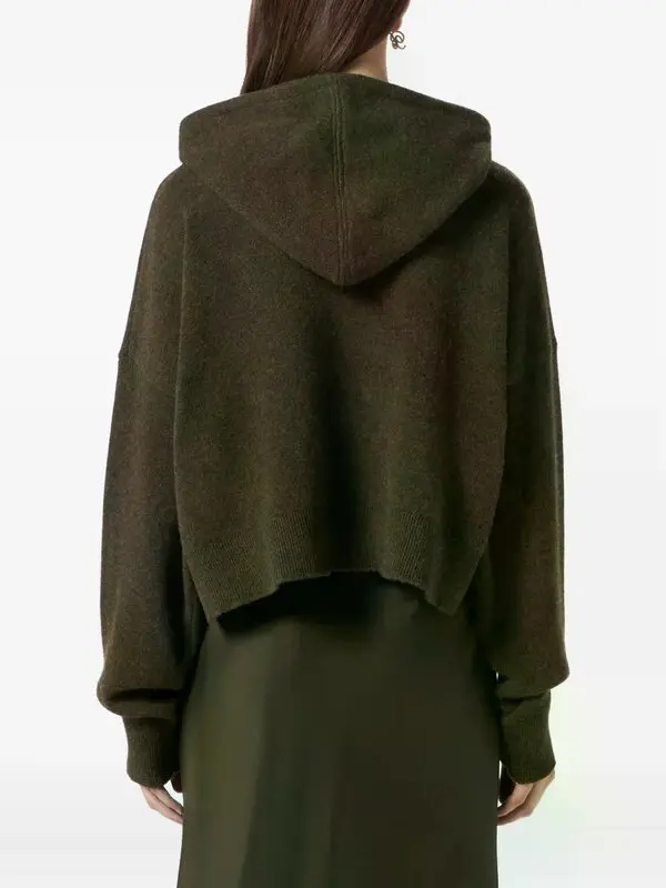 Blumarine Logo-embellished Cropped Hoodie - Green