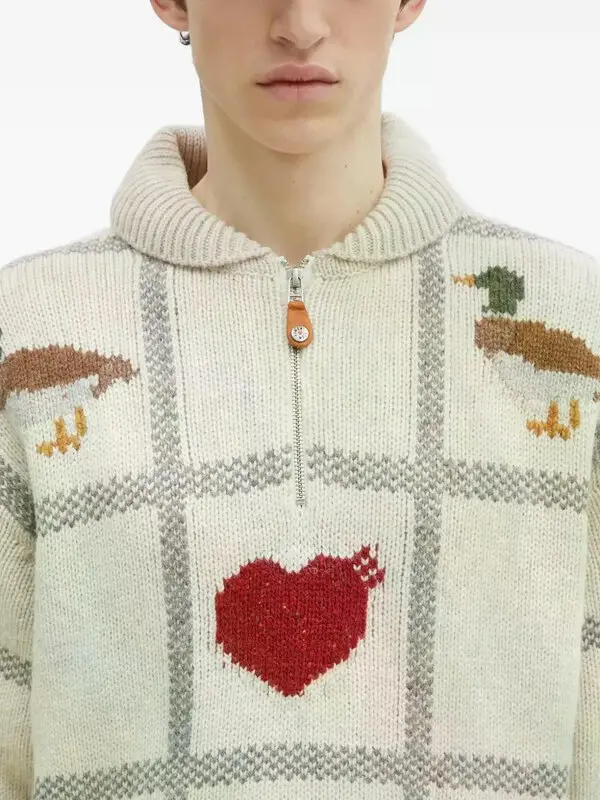 HUMAN MADE Intarsia-knit Half-zip Sweater