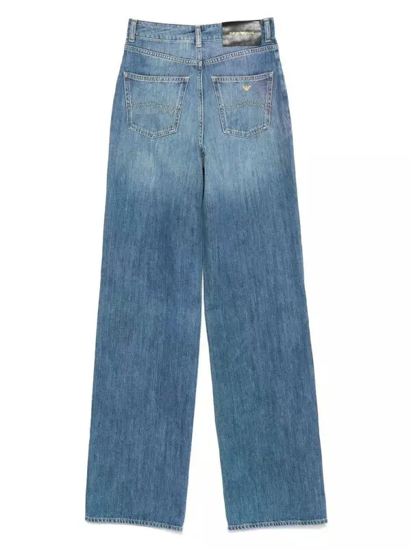 Emporio Armani Washed Wide-leg Jeans - Blue
