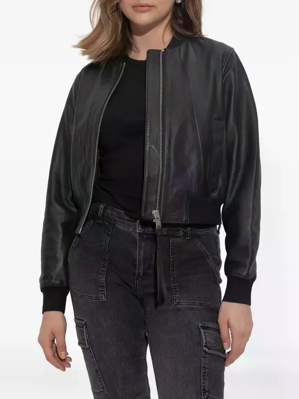 ALLSAINTS Zip-front Leather Bomber Jacket - Black
