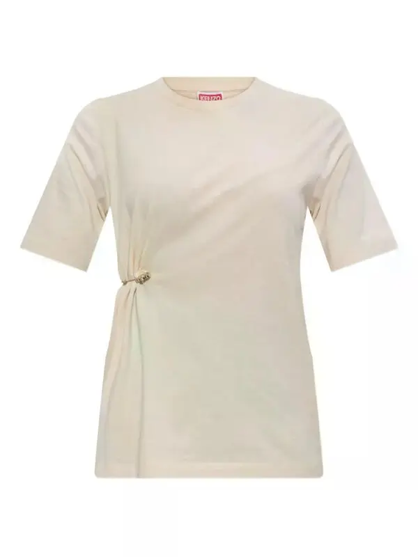 Kenzo Safety Pin-detail Gathered T-shirt - Neutrals