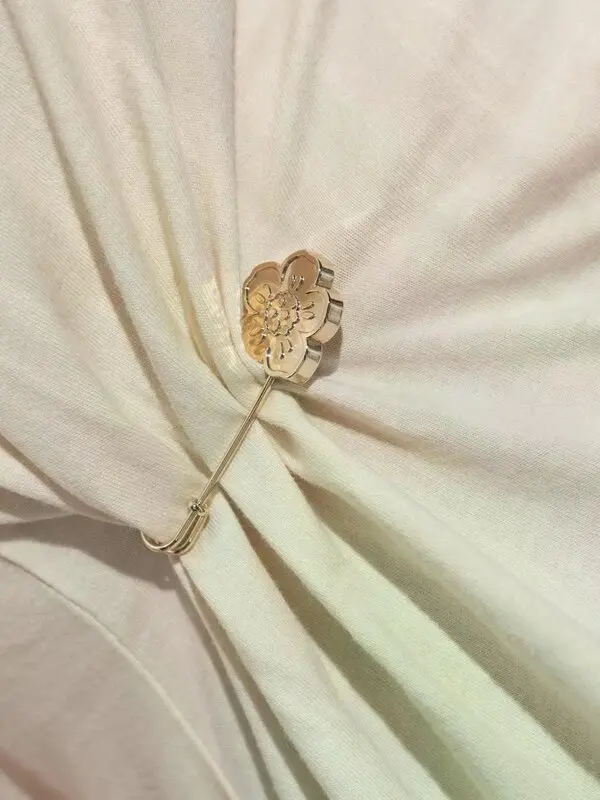 Kenzo Safety Pin-detail Gathered T-shirt - Neutrals
