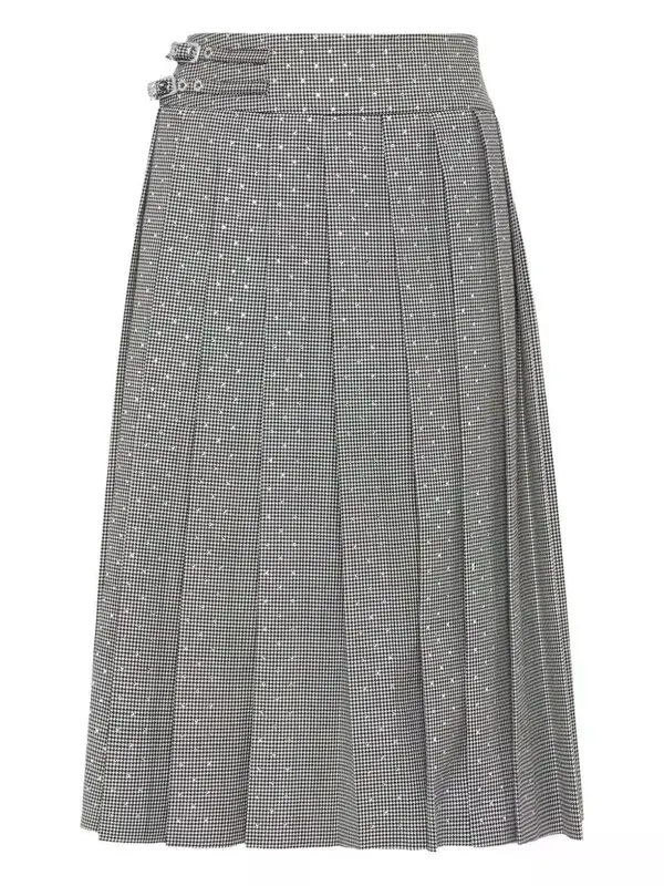 Philipp Plein Houndstooth Pleated Midi Skirt