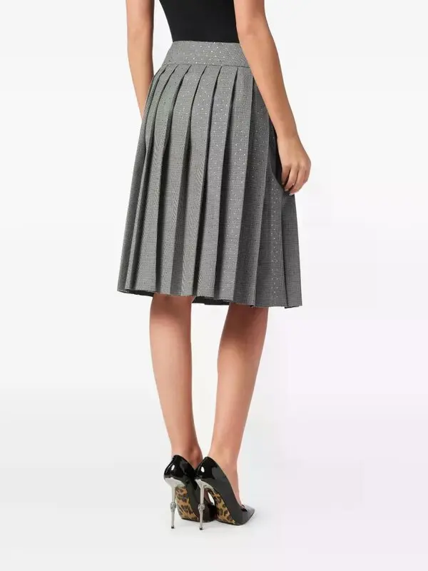 Philipp Plein Houndstooth Pleated Midi Skirt