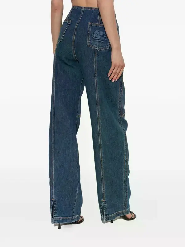 Etro Pegaso Motif Panelled Jeans