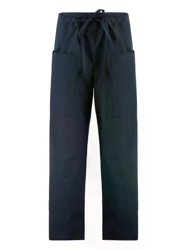 TOD'S Cotton Wide Leg Trousers With Gold-tone Logo Plaque