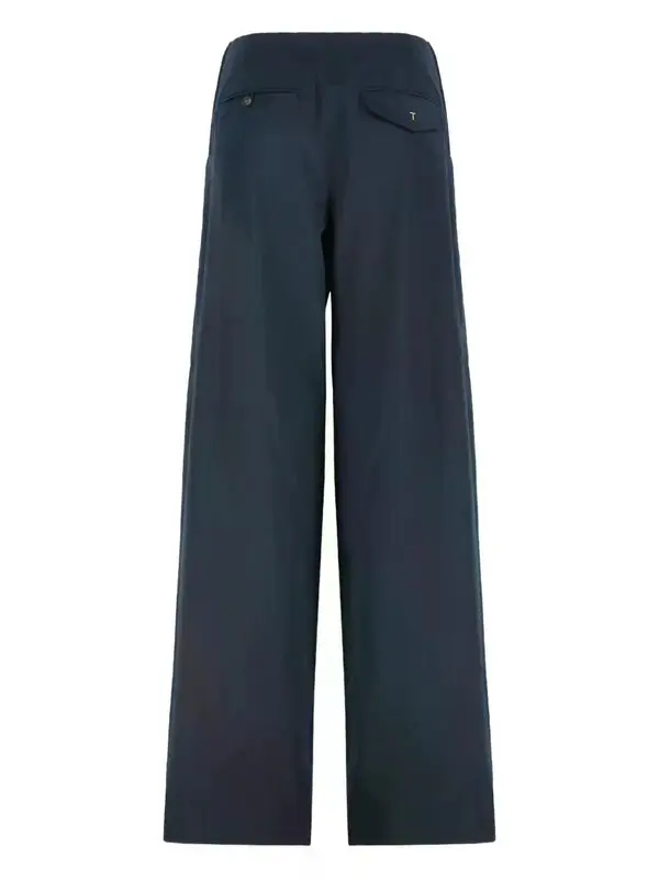 TOD'S Cotton Wide Leg Trousers With Gold-tone Logo Plaque