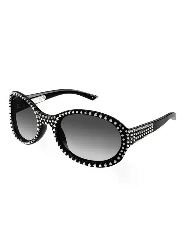 Gucci Studded Oval-frame Sunglasses - Black