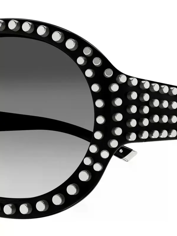Gucci Studded Oval-frame Sunglasses - Black