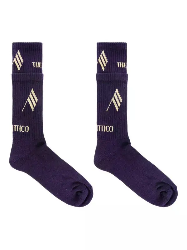 Attico Flag-logo Cotton Mid-calf Socks - Blue