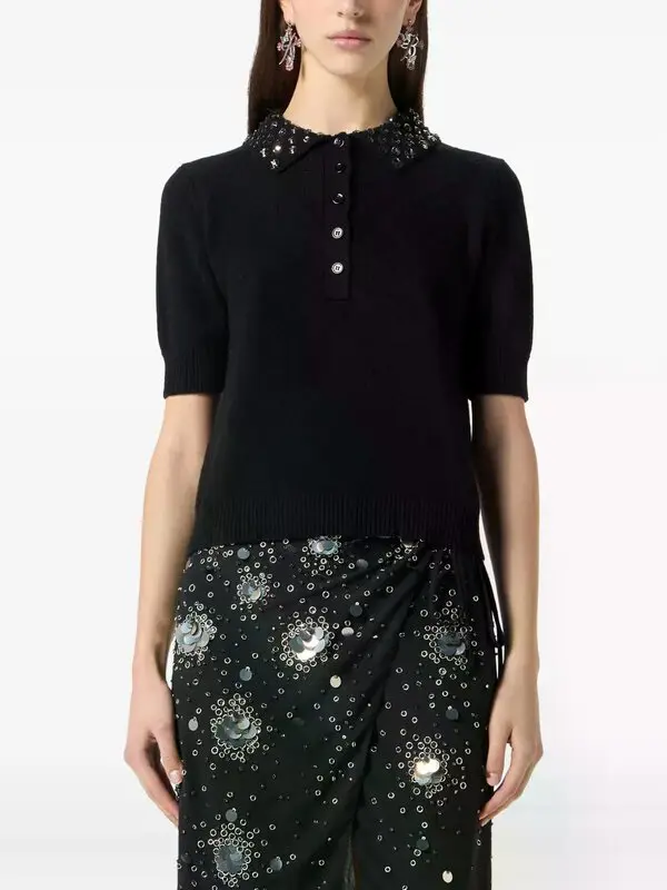 Blumarine Embroidered Wool Polo Shirt