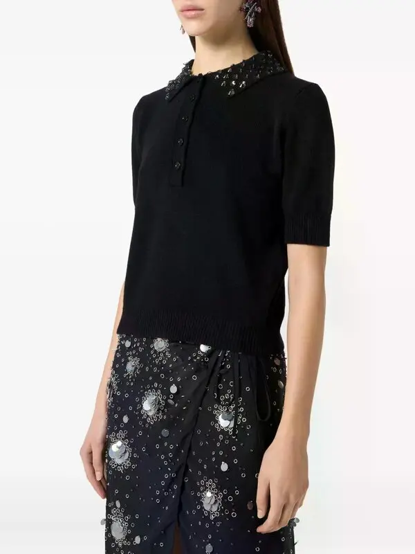 Blumarine Embroidered Wool Polo Shirt