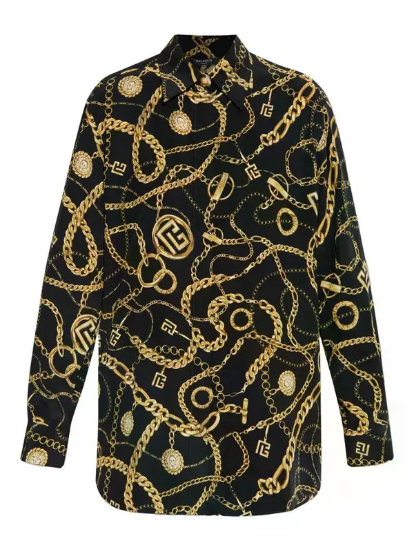 Balmain Chain Print Silk Shirt