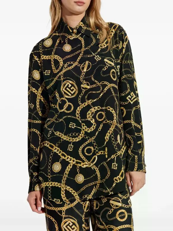 Balmain Chain Print Silk Shirt