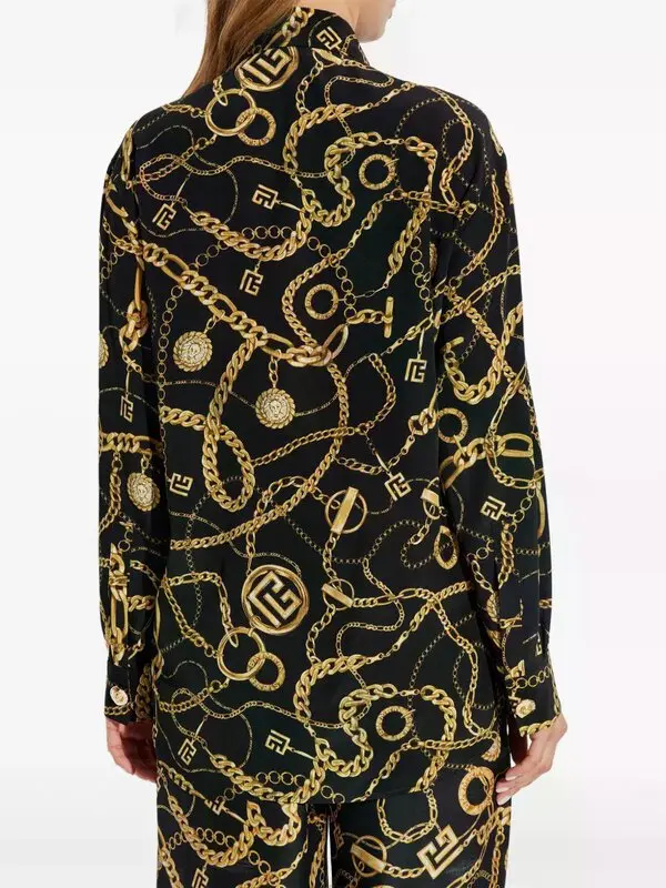 Balmain Chain Print Silk Shirt