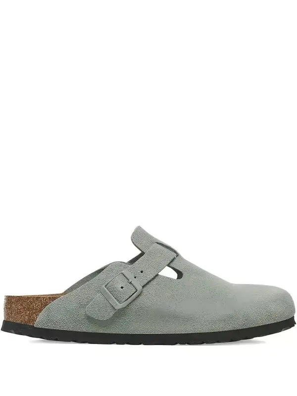BIRKENSTOCK Boston Bs Suede Pure Sage Mules - Grey