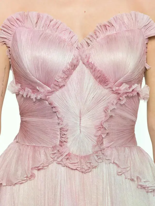 IRIS SERBAN Ruffled Strapless Dress