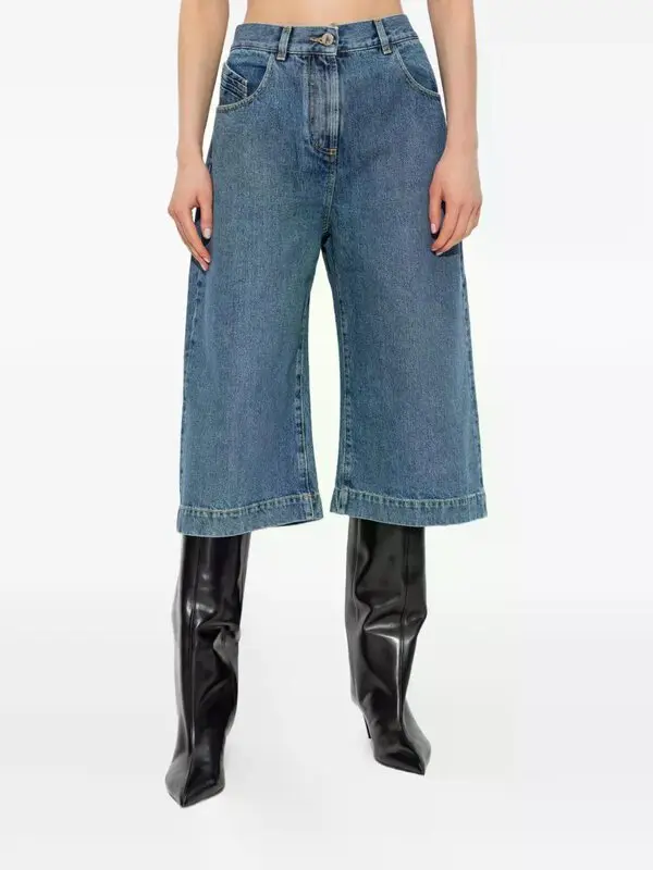 Attico High-waist Cropped Jeans - Blue