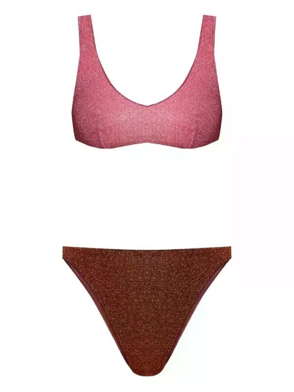 Oseree Glitter-detail Two-piece Bikini Set - Pink
