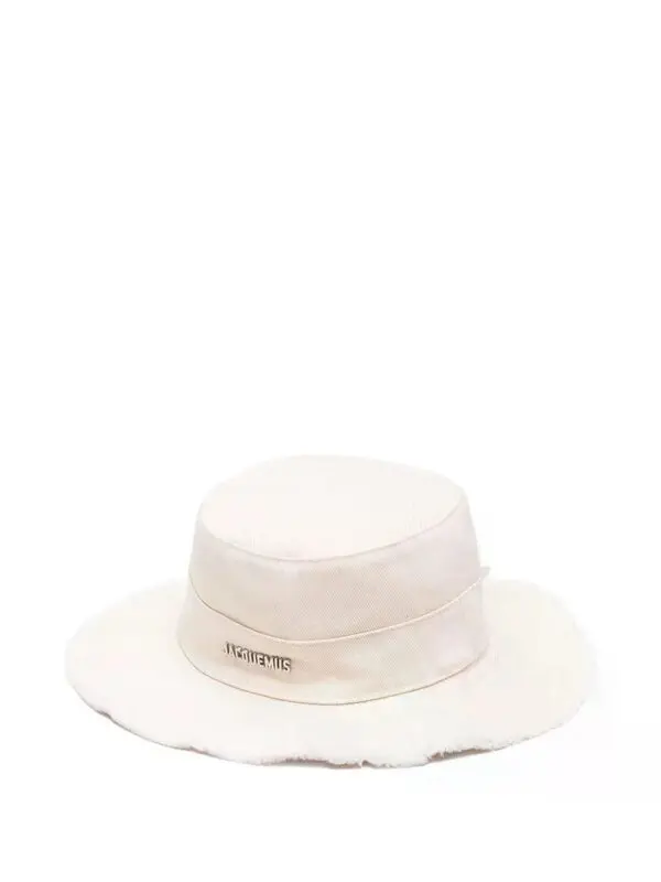 Jacquemus Frayed Brim Flat Crown Hat - Neutrals