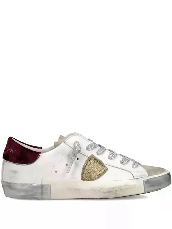 Philippe Model Distressed Leather Low-top Sneakers - White
