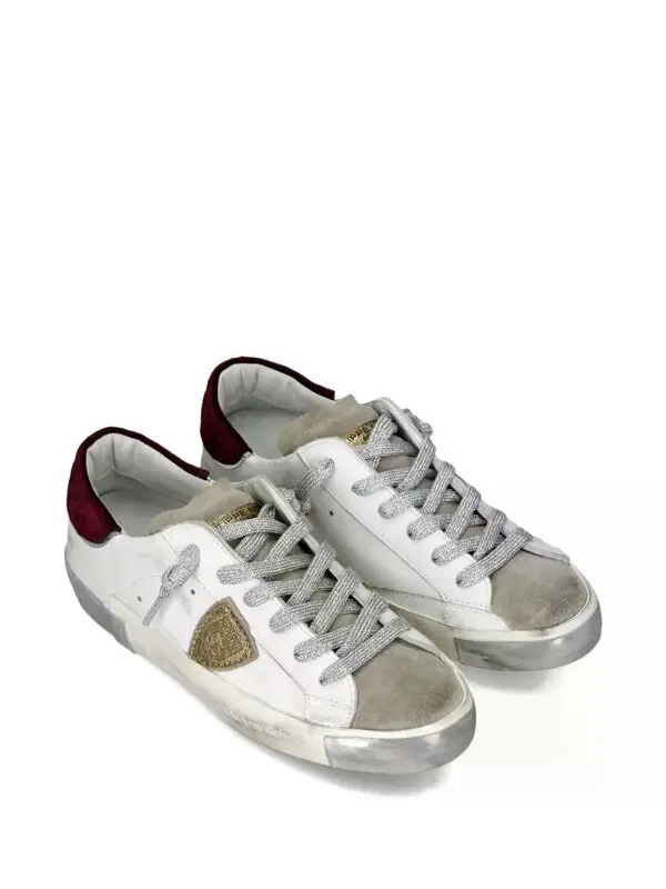 Philippe Model Distressed Leather Low-top Sneakers - White