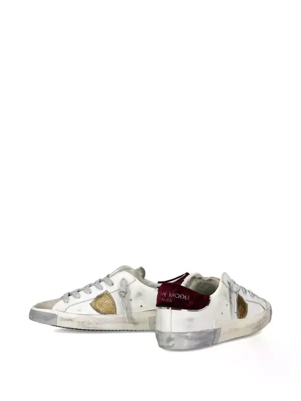 Philippe Model Distressed Leather Low-top Sneakers - White