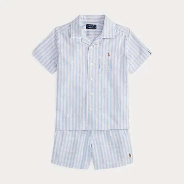 Ralph Lauren Oxford Shirt & Polo Prepster Short Set - Blue Pink Multi