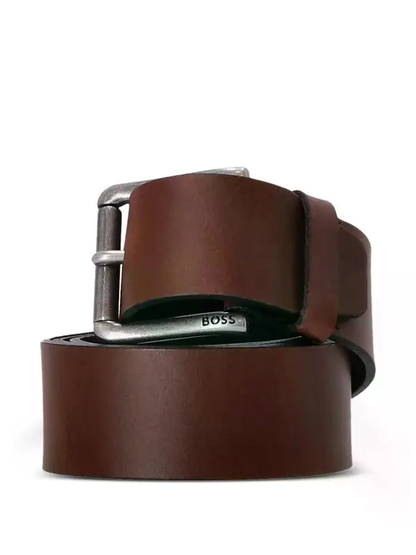 BOSS Leather Belt With Buckle - Brown
