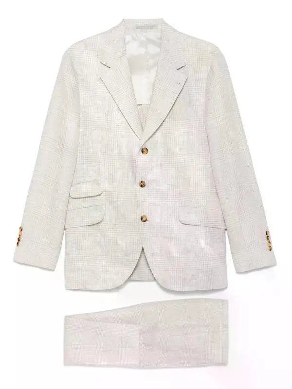Brunello Cucinelli Single-breast Checked Suit - Neutrals