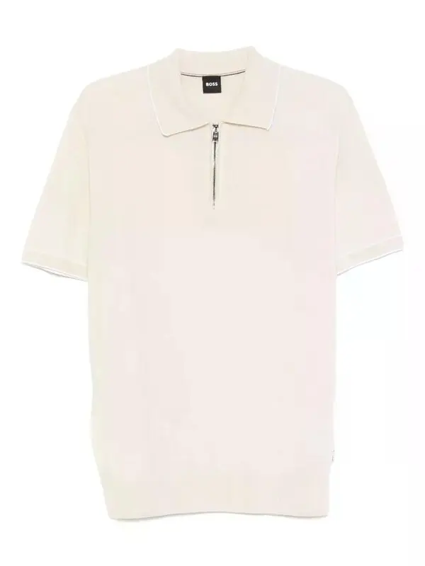 BOSS Half-zip Polo Shirt - White
