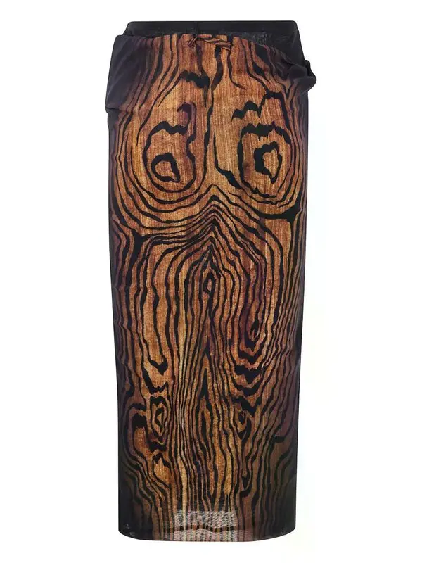 JEAN PAUL GAULTIER Wood-print Draped Skirt - Brown
