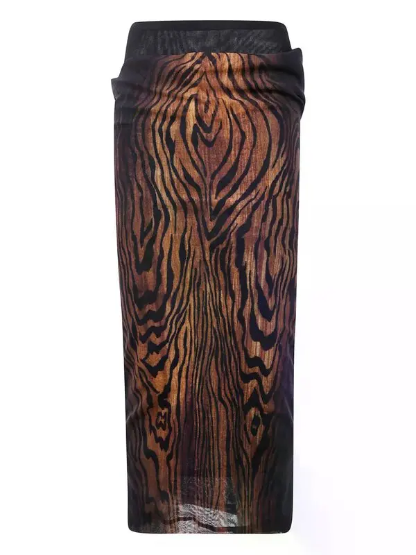 JEAN PAUL GAULTIER Wood-print Draped Skirt - Brown