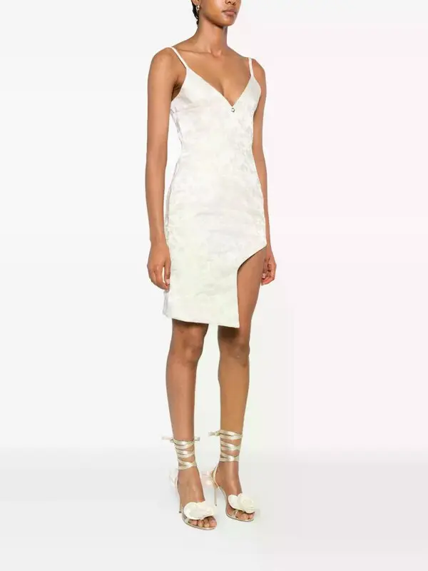 Coperni Asymmetric Floral-jacquard Mini Dress