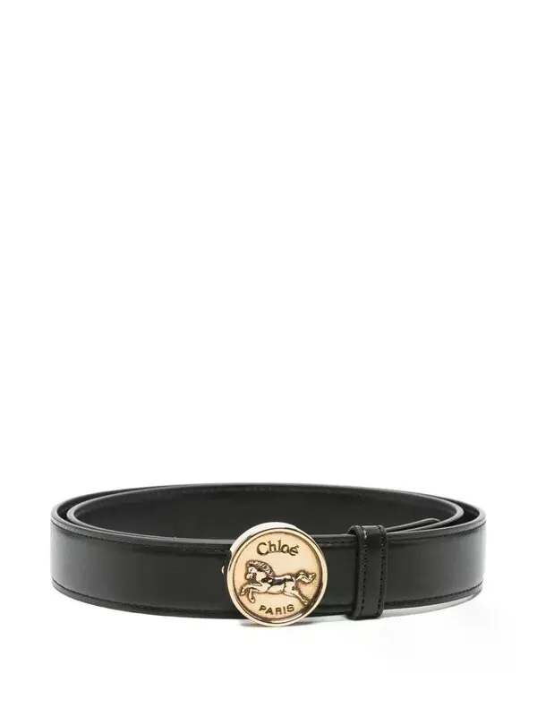 Chloé Horse-motif Leather Belt - Black