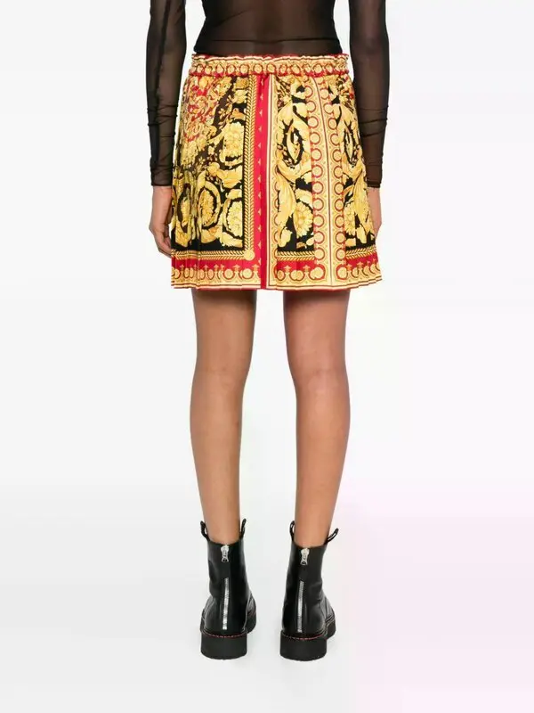 Versace Barocco-print Pleated Mini Skirt