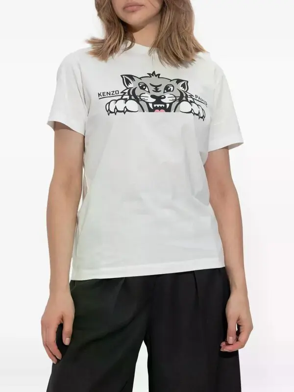 Kenzo Tiger-print Cotton T-shirt - White